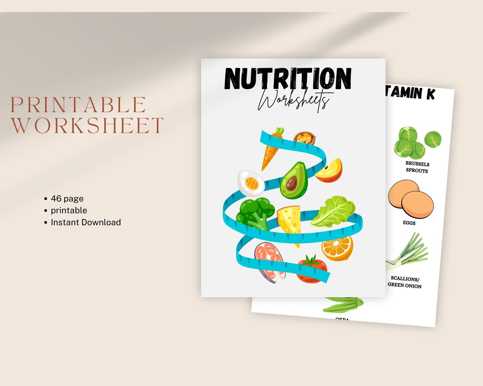 Nutrition Worksheet Printable,nutrition Guide,wellness Tools,healthy ...