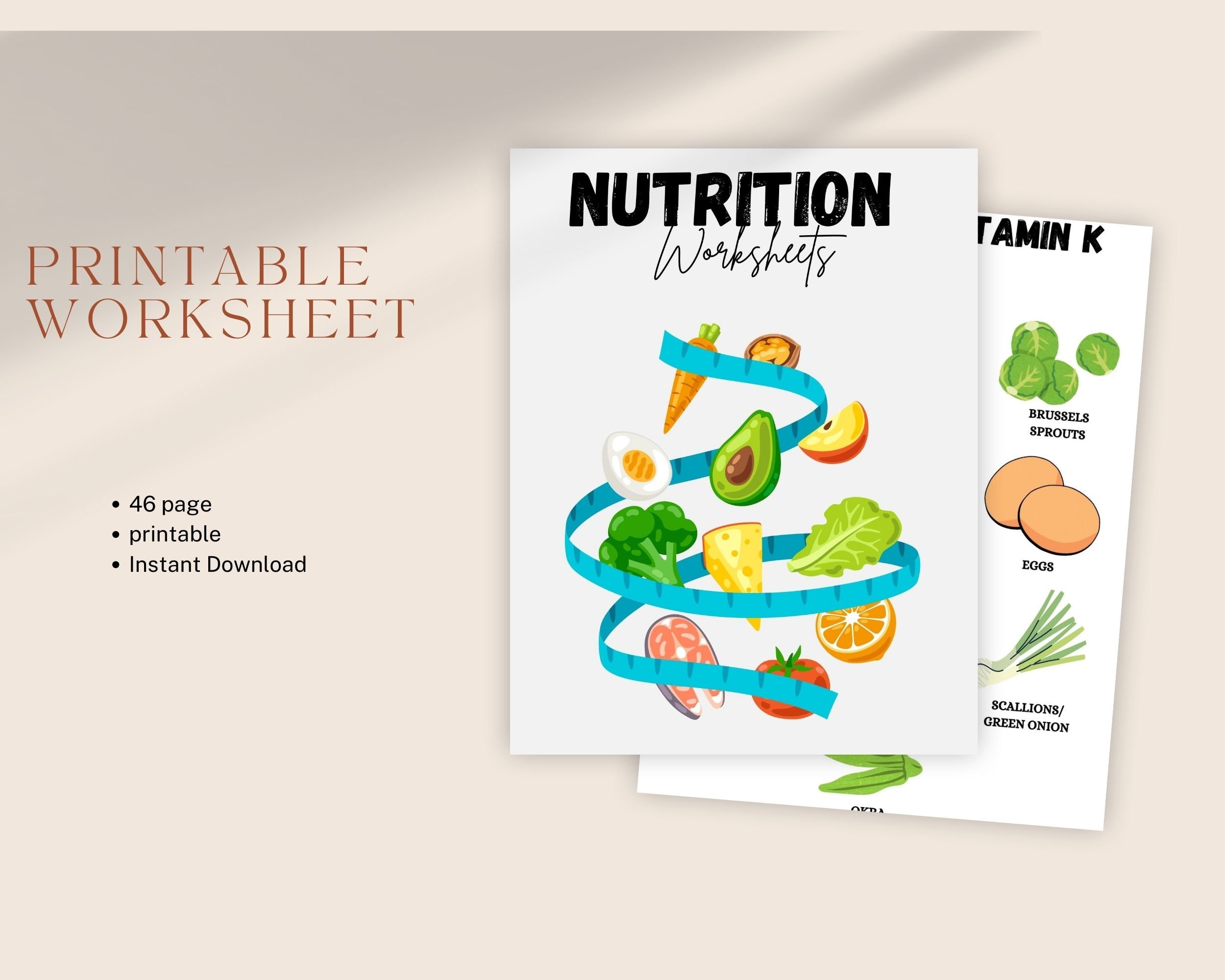 Nutrition Worksheet Printable,nutrition Guide,wellness Tools,healthy ...