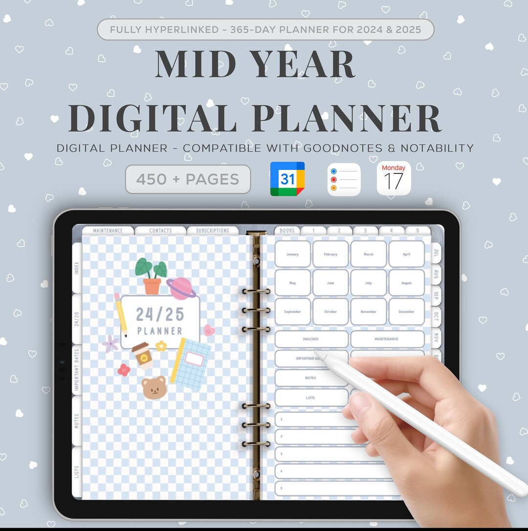 Mid Year Digital Planner, Hyperlink, Goodnotes Planner, Notability ...