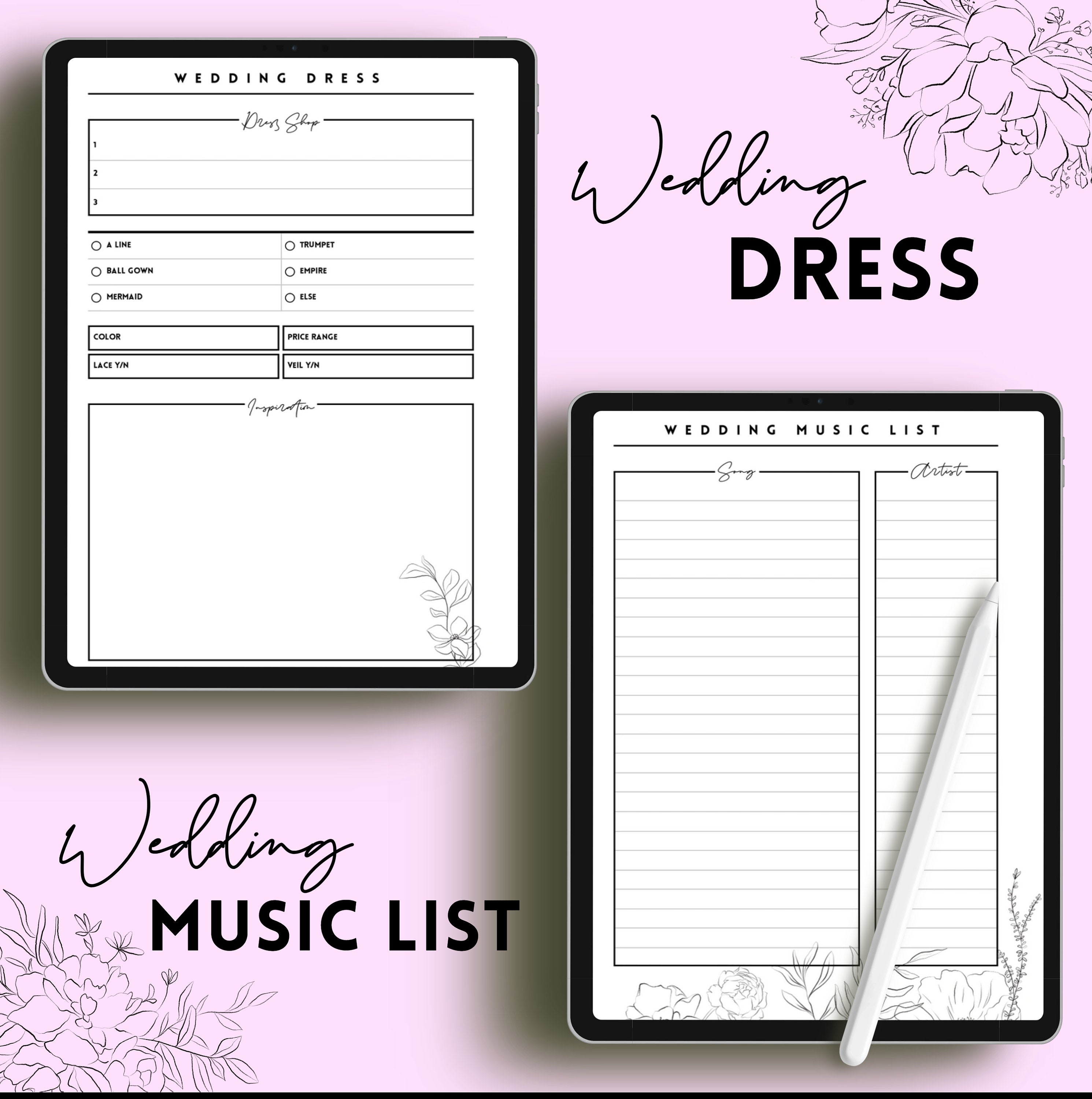 Ultimate Wedding Planner Bundle, Dress Plan, Seating Chart, Checklist ...