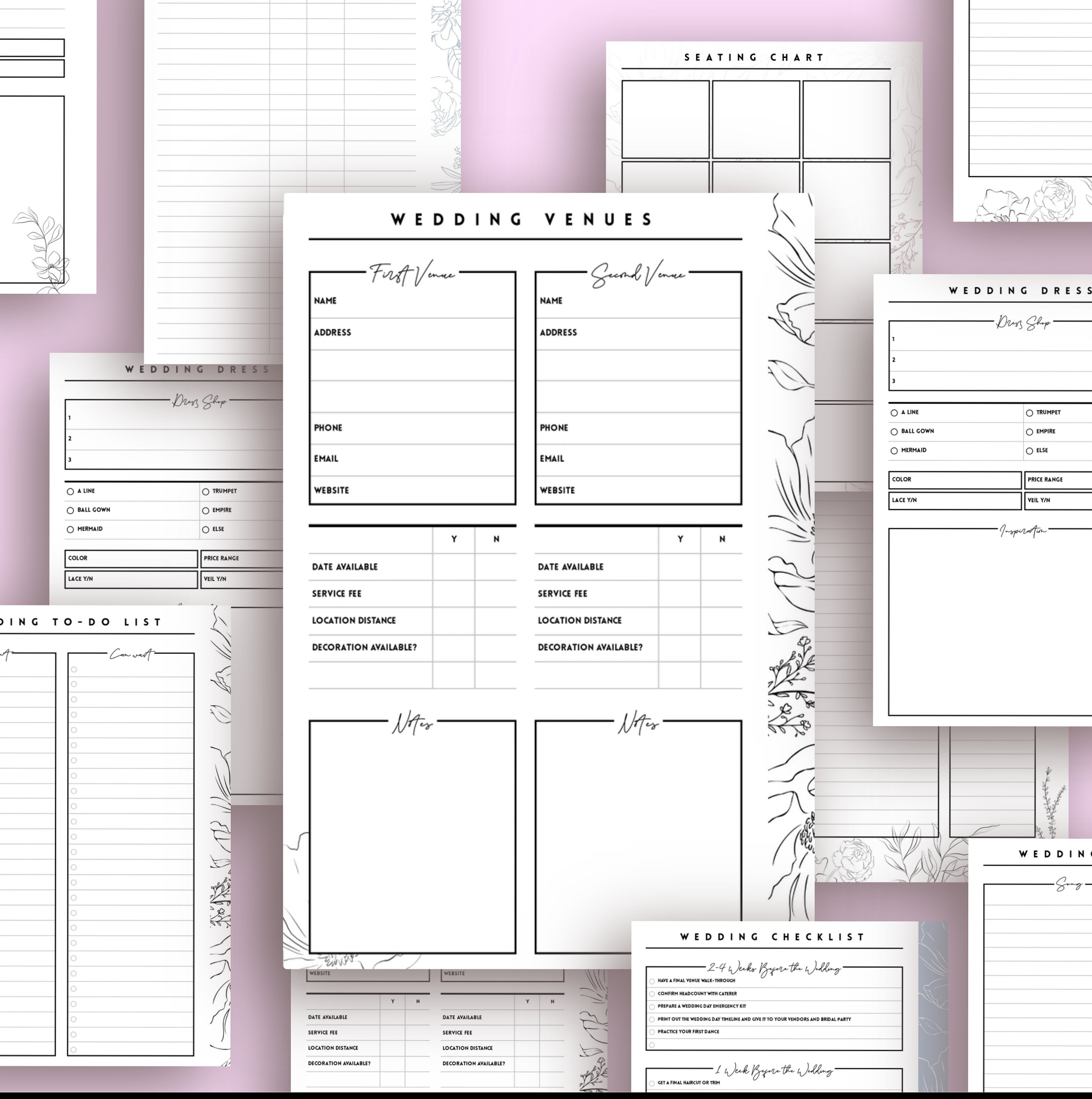 Ultimate Wedding Planner Bundle, Dress Plan, Seating Chart, Checklist ...