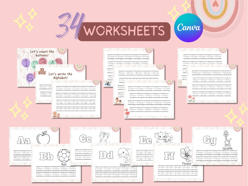 Busy Book Boho Rainbow Theme Photobook Worksheet Editable Canva ...