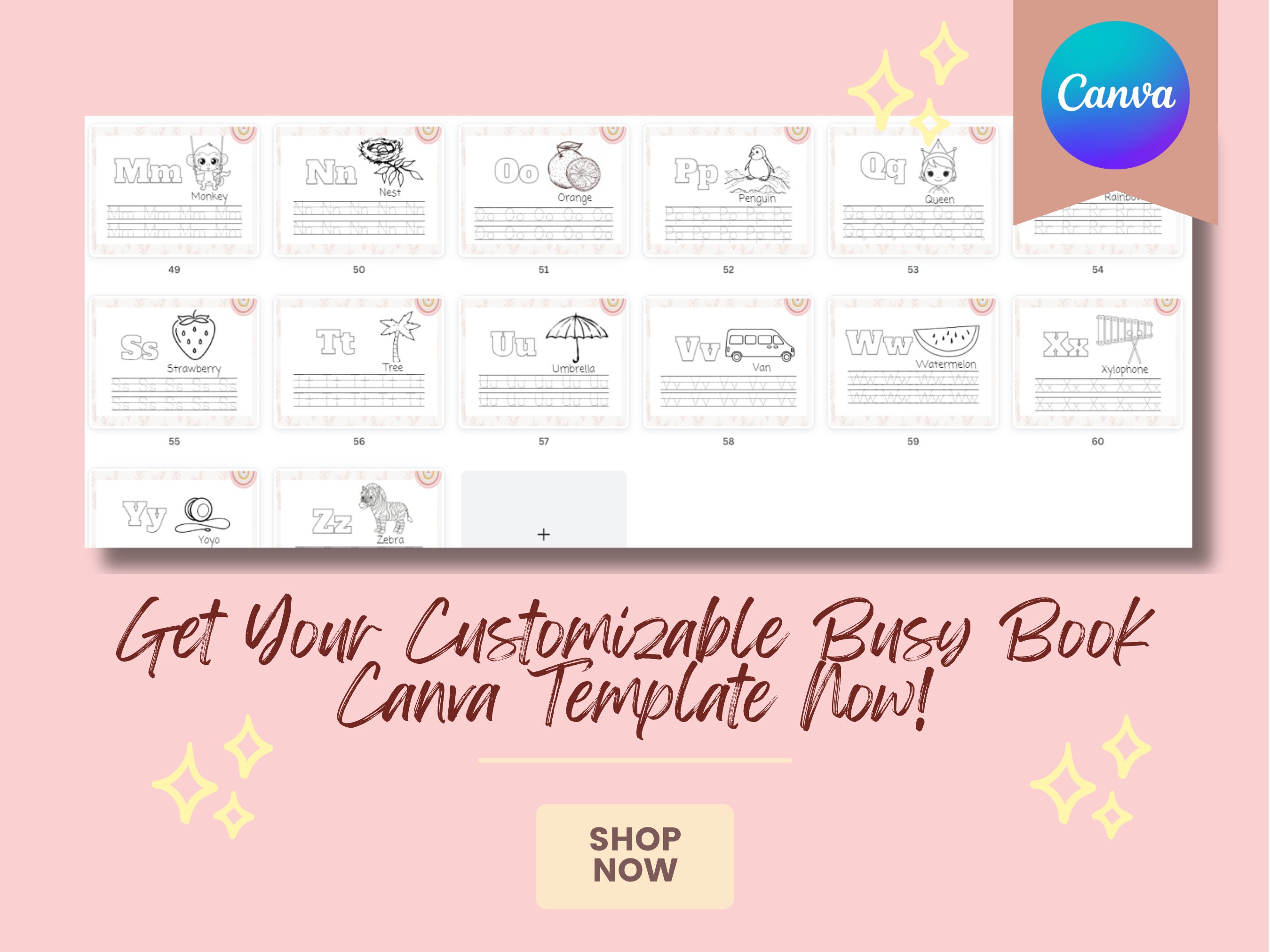 Busy Book Boho Rainbow Theme Photobook Worksheet Editable Canva ...