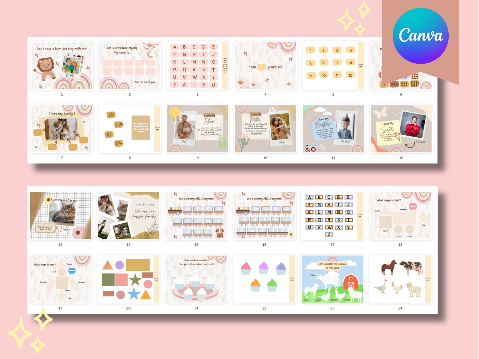 Busy Book Boho Rainbow Theme Photobook Worksheet Editable Canva ...