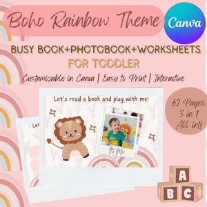 Busy Book Boho Rainbow Theme Photobook Worksheet Editable Canva ...