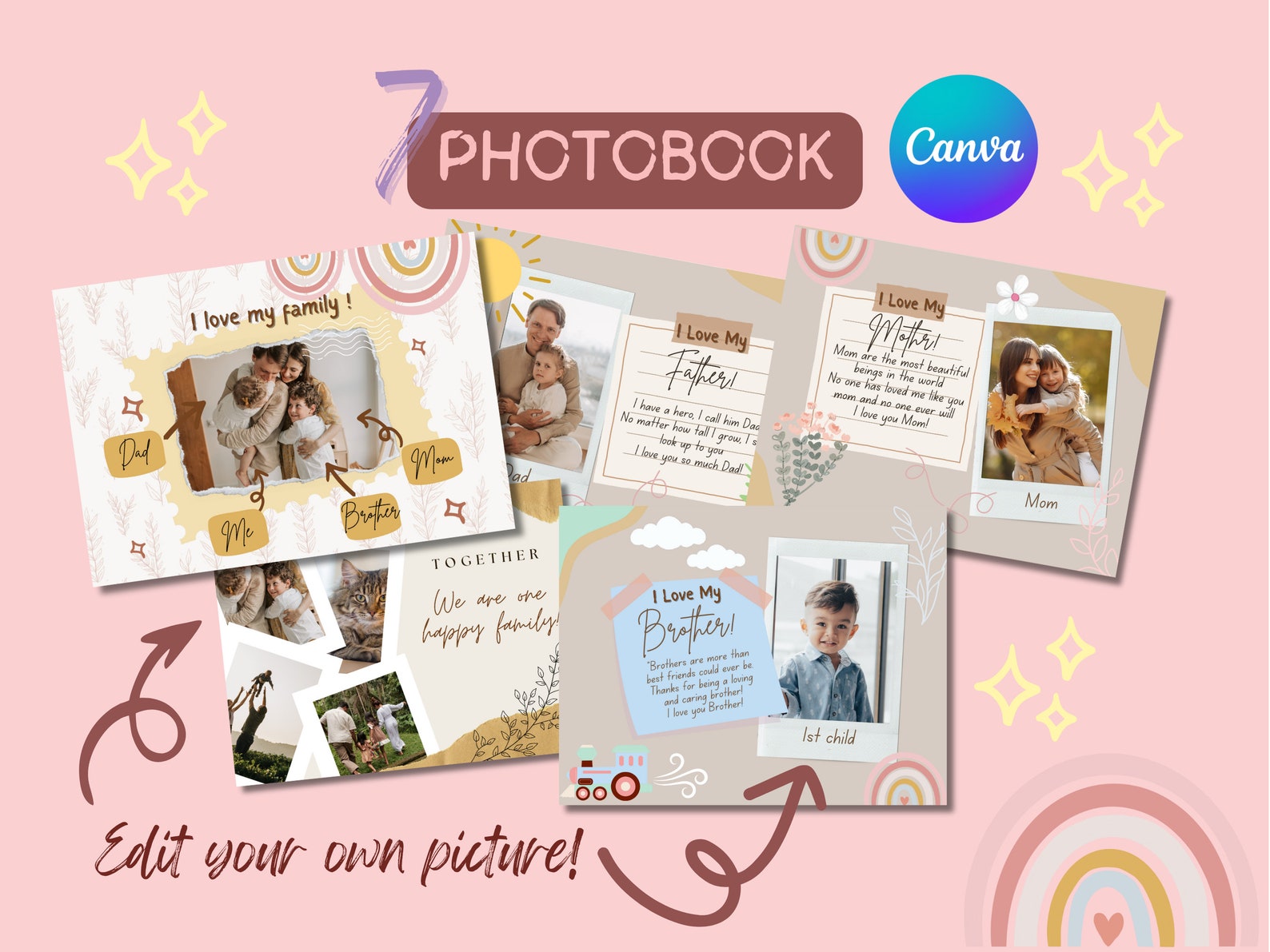 Busy Book Boho Rainbow Theme Photobook Worksheet Editable Canva ...