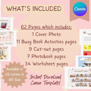 Busy Book Boho Rainbow Theme Photobook Worksheet Editable Canva ...