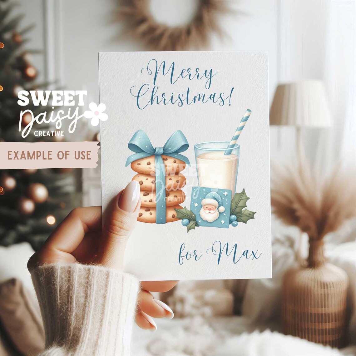 Santa Cookies Milk Clipart, Blue, Milk & Cookies for Santa PNG ...