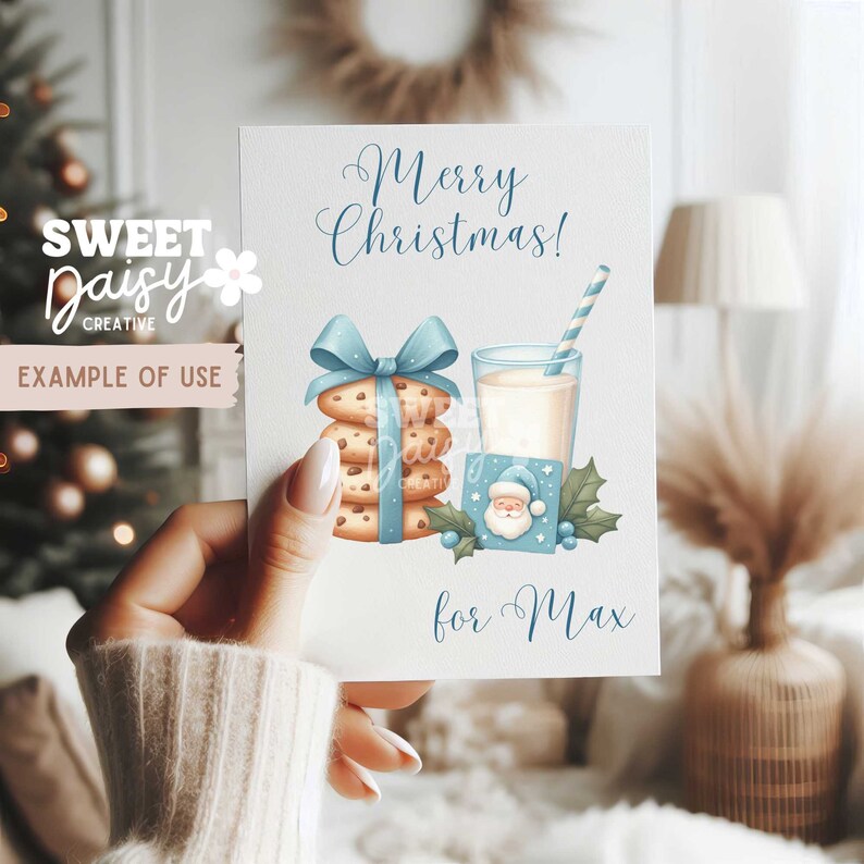 Santa Cookies Milk Clipart, Blue, Milk & Cookies for Santa PNG ...