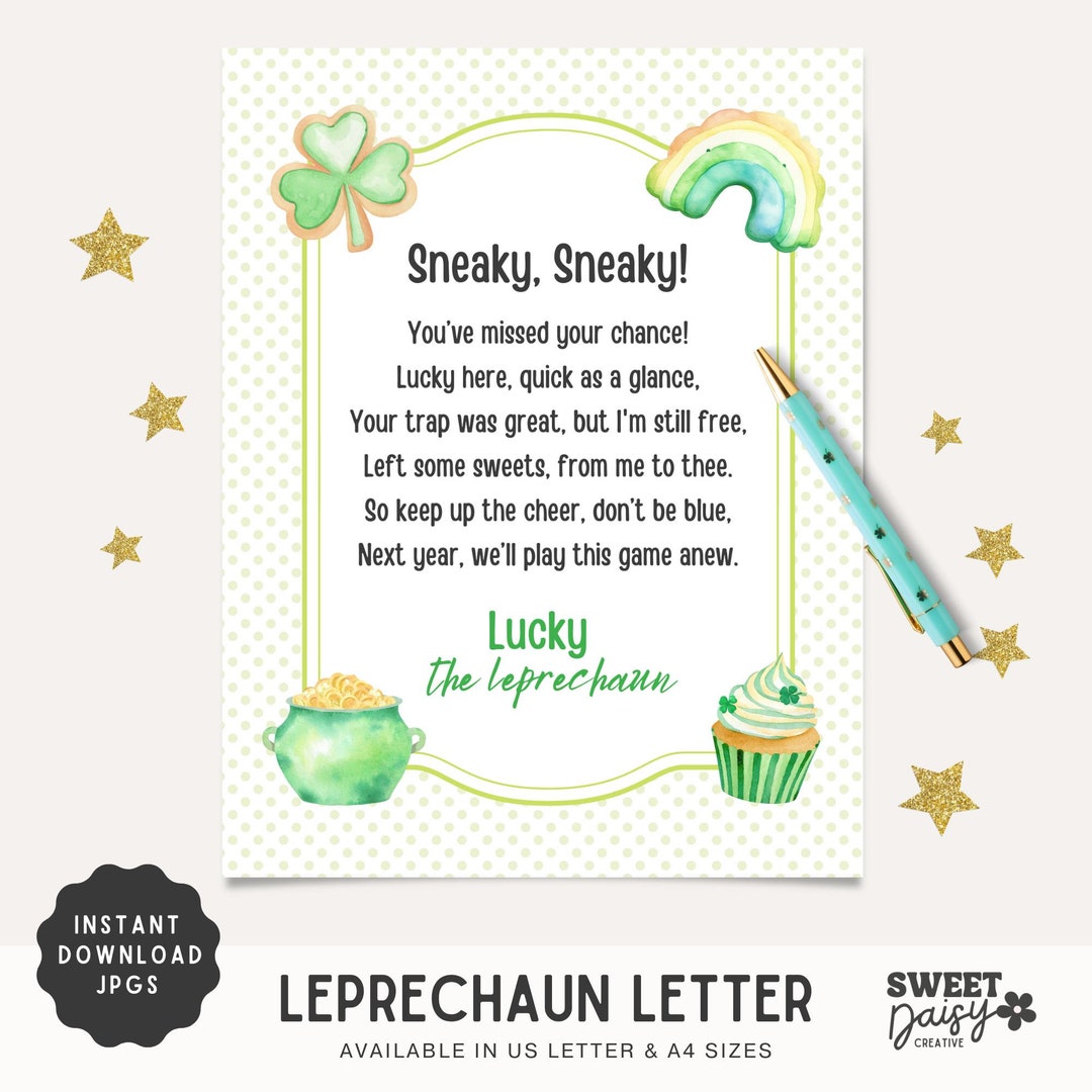 Leprechaun Letter Printable, St Patricks Day Printable, Leprechaun Trap ...