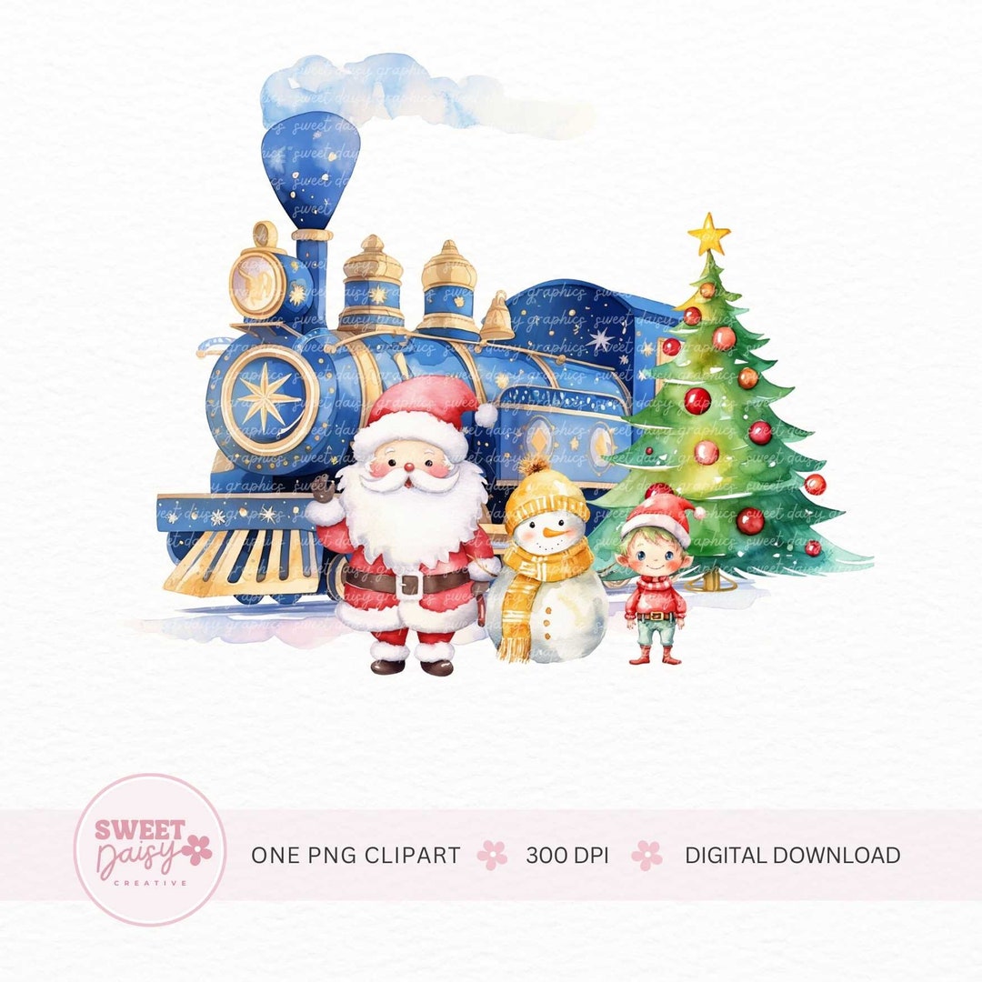 Polar Express Clipart, Christmas Train Clipart, Blue Train PNG ...