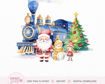 Polar Express Clipart, Christmas Train Clipart, Blue Train PNG ...