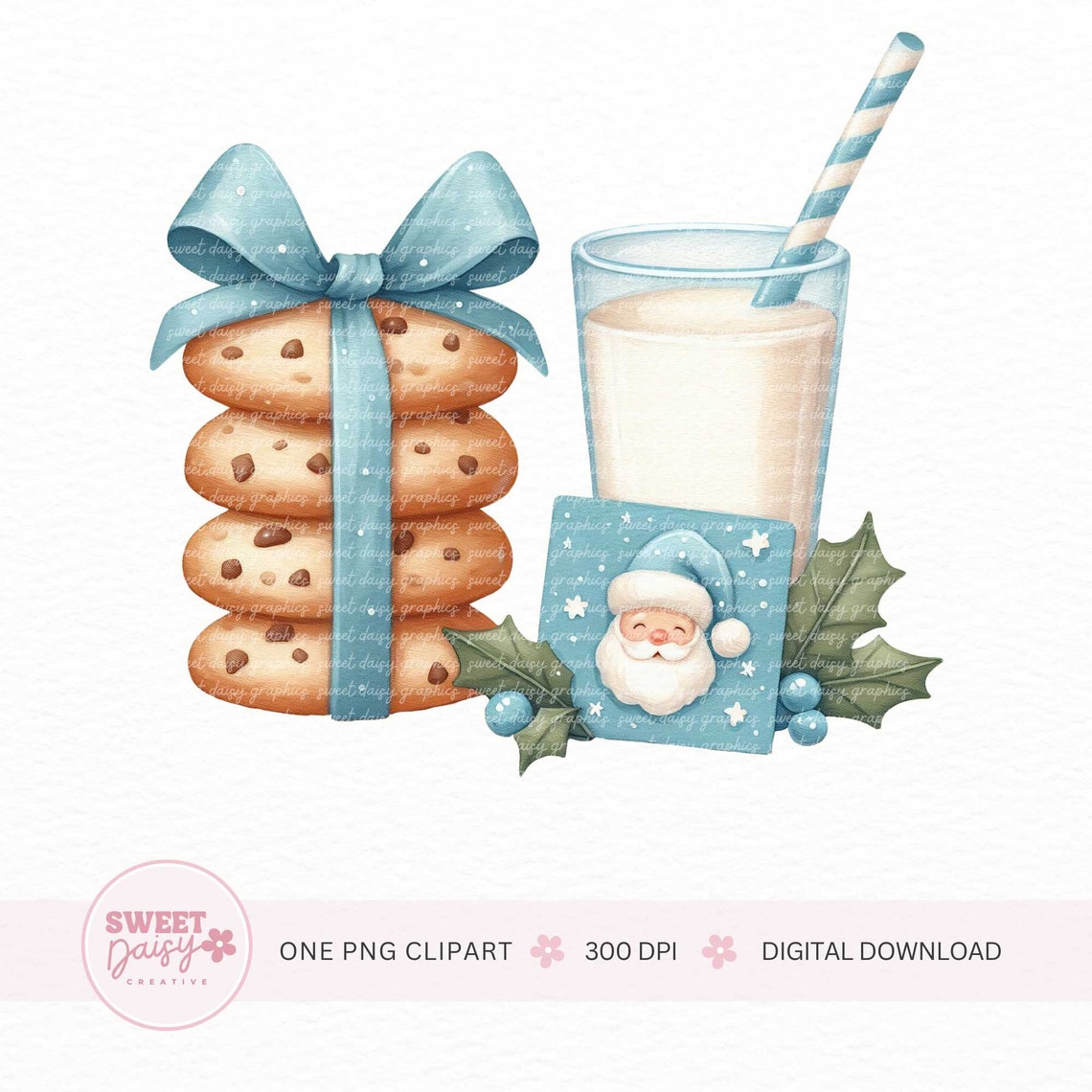 Santa Cookies Milk Clipart, Blue, Milk & Cookies for Santa PNG ...