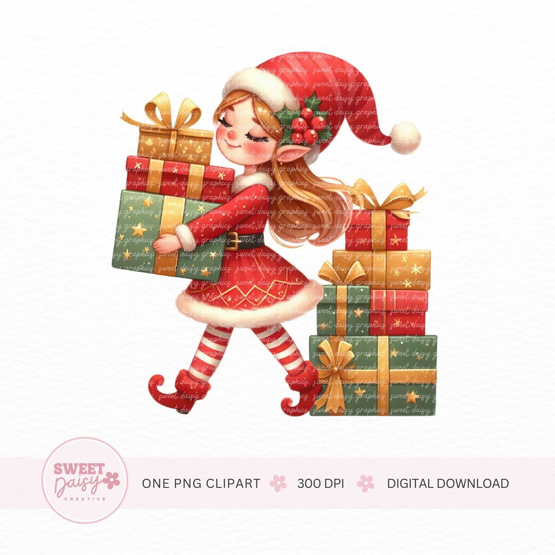 Christmas Elf Clipart, Girl Elf Clipart, Cute Christmas Elves PNG ...