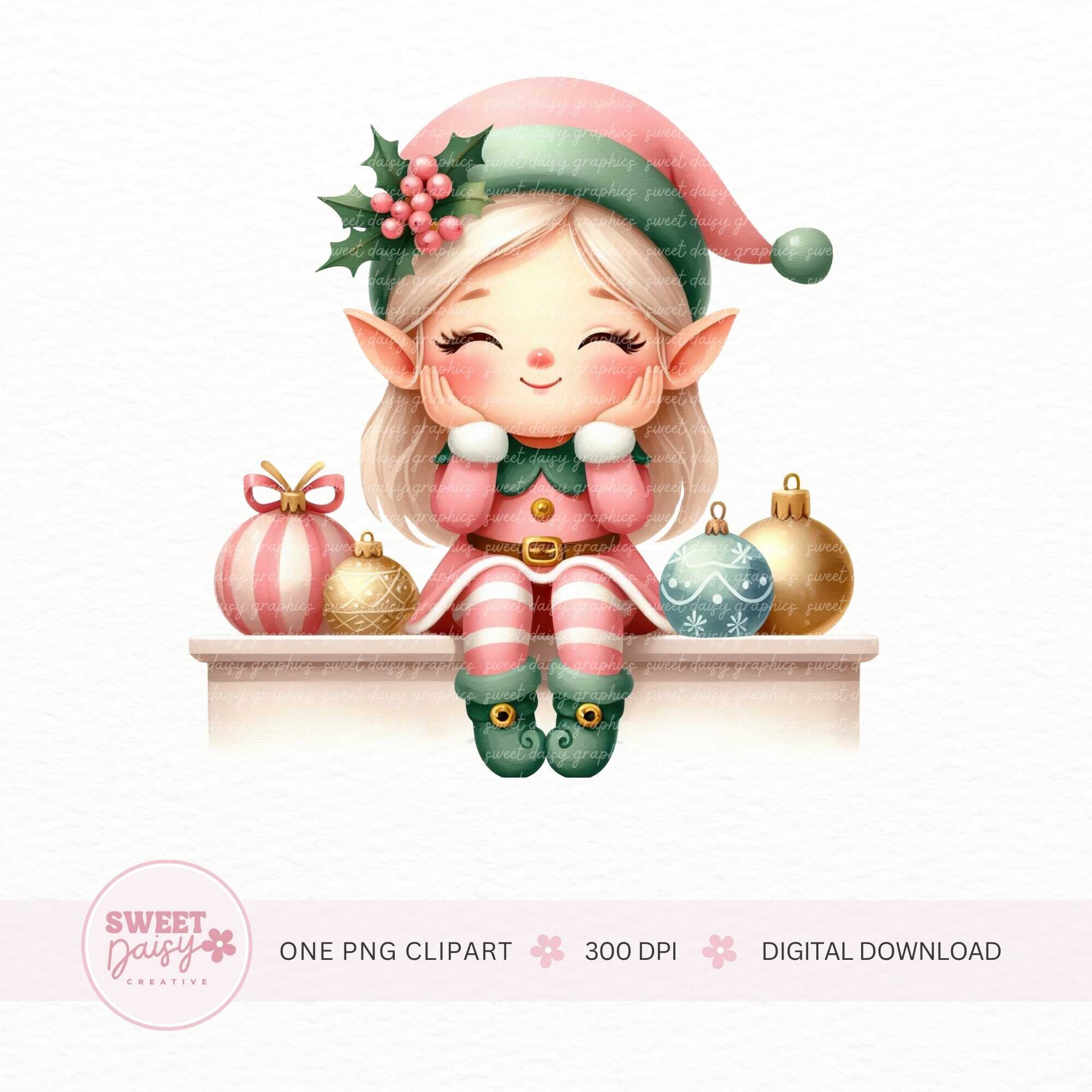 Cute Elf on the Shelf Clipart, Christmas Elf Clipart, Adorable ...