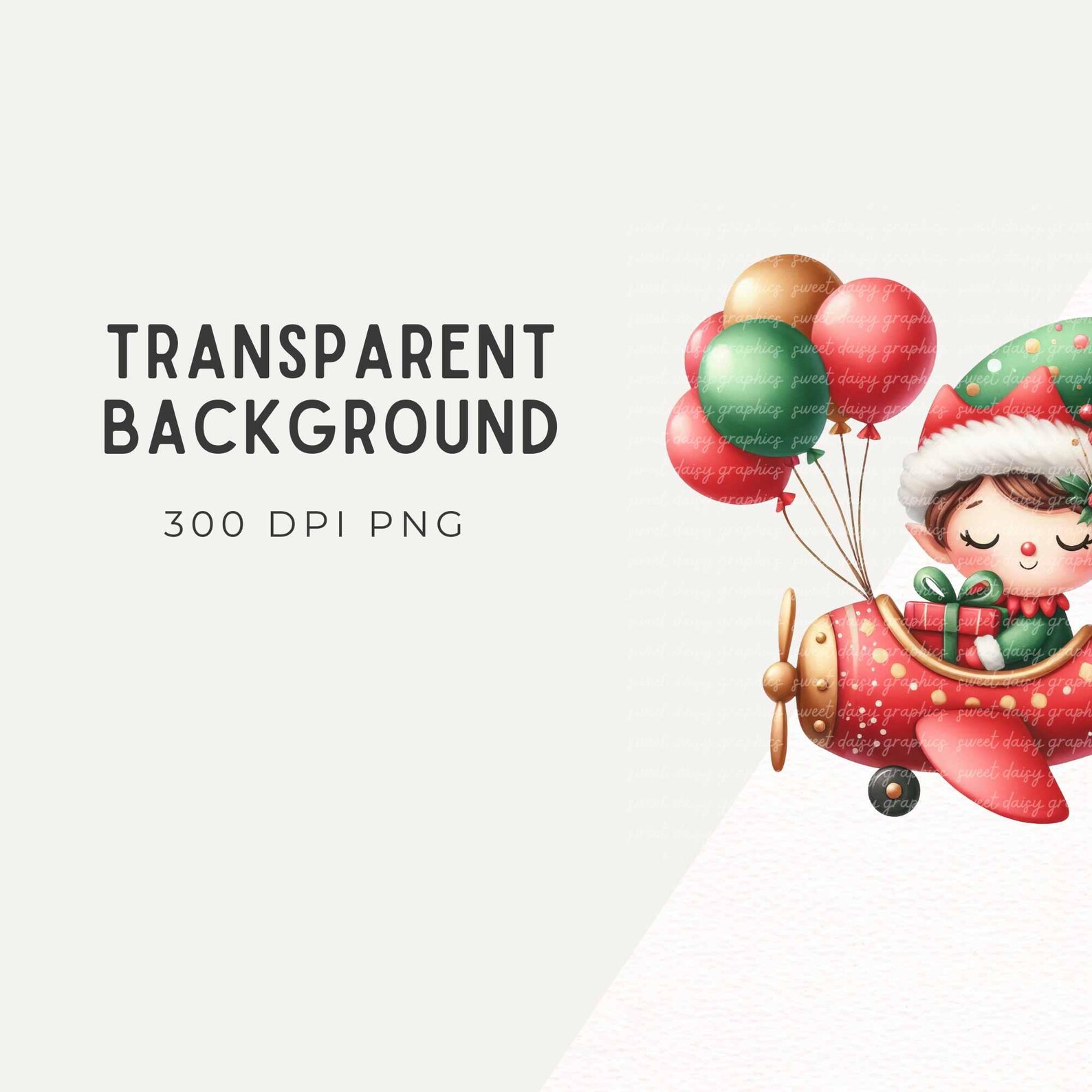 Christmas Elf Clipart, Elf on Plane Clipart, Elf Balloons, Cute ...