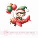 Christmas Elf Clipart, Elf on Plane Clipart, Elf Balloons, Cute ...
