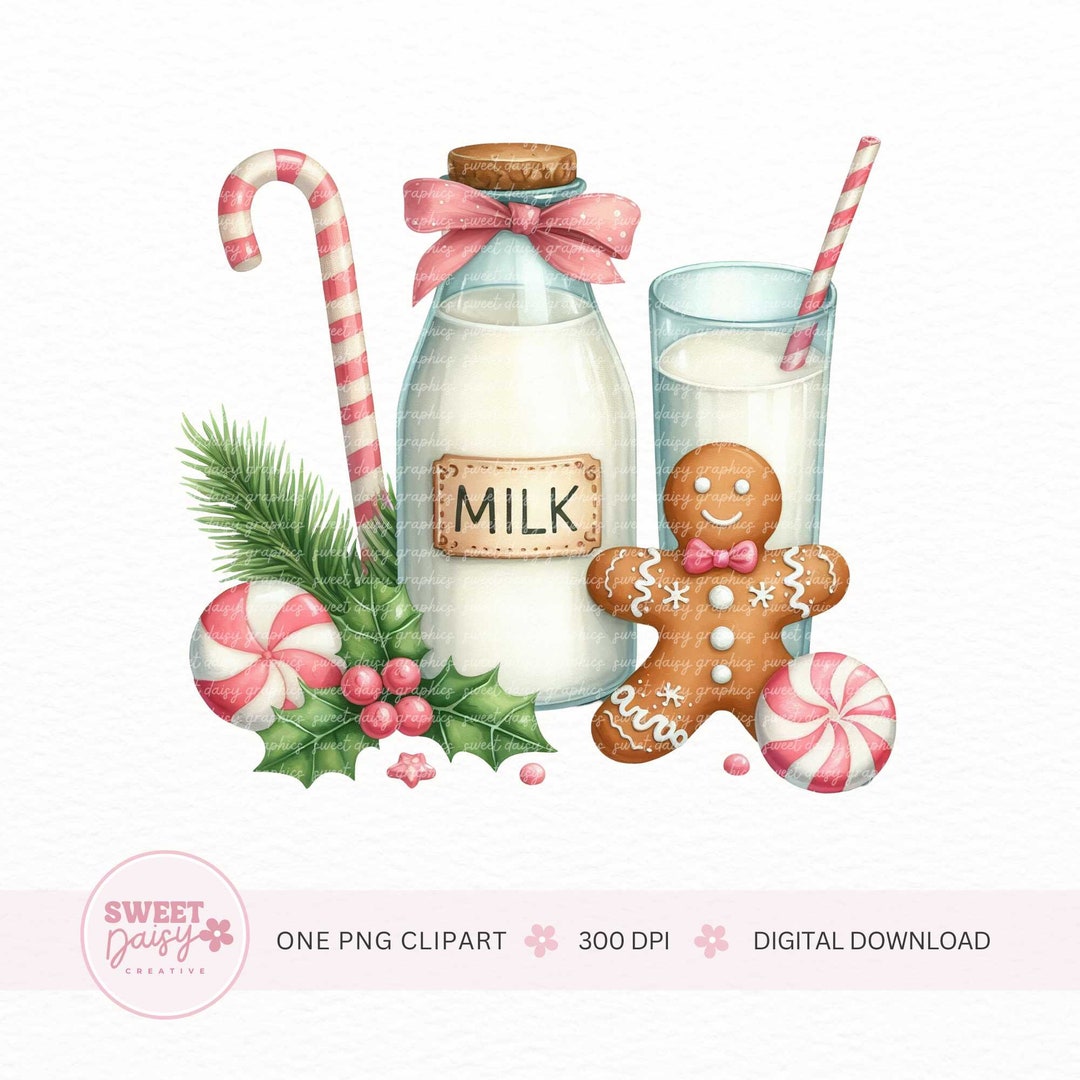 Santa Cookies Milk Clipart, Red, Milk & Cookies for Santa PNG ...
