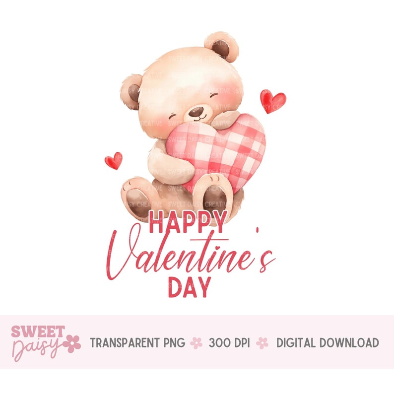 Valentine's Bear Clipart, Teddy Bear Clipart, Cute Bear PNG, Love Bears ...