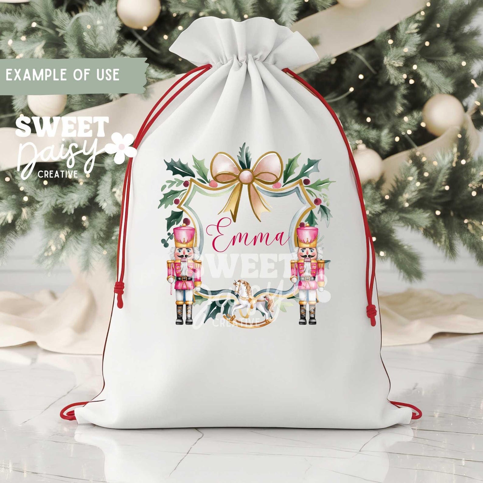 Nutcracker Pink Christmas Crest Clipart, Grand Millennial, Watercolor ...