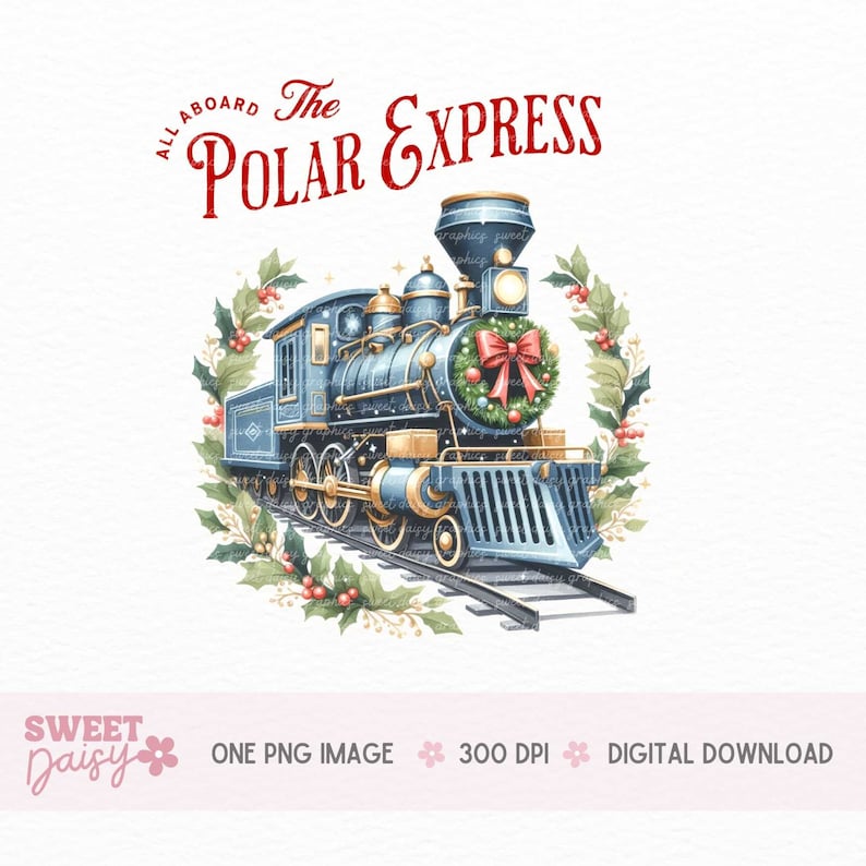 Polar Express Clipart, Christmas Train Clipart, Blue Train PNG ...