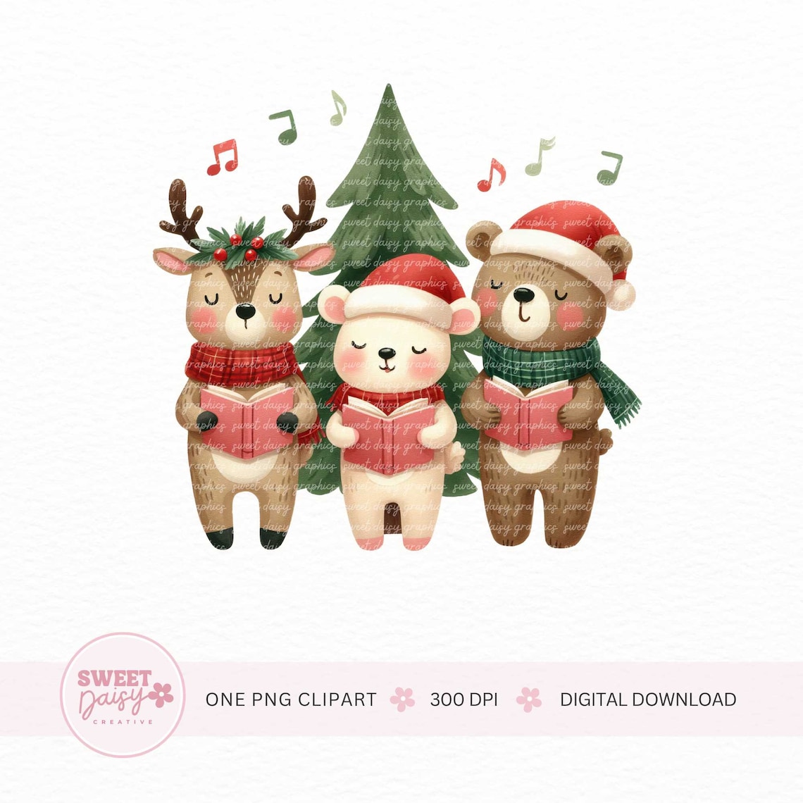 Christmas Caroling Clipart, Woodland Christmas Clipart, Adorable ...