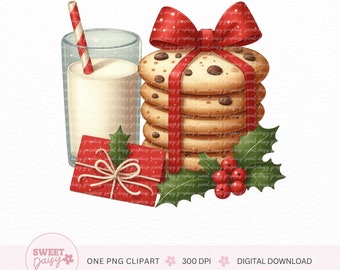 Santa Cookies Milk Clipart, Blue, Milk & Cookies for Santa PNG ...