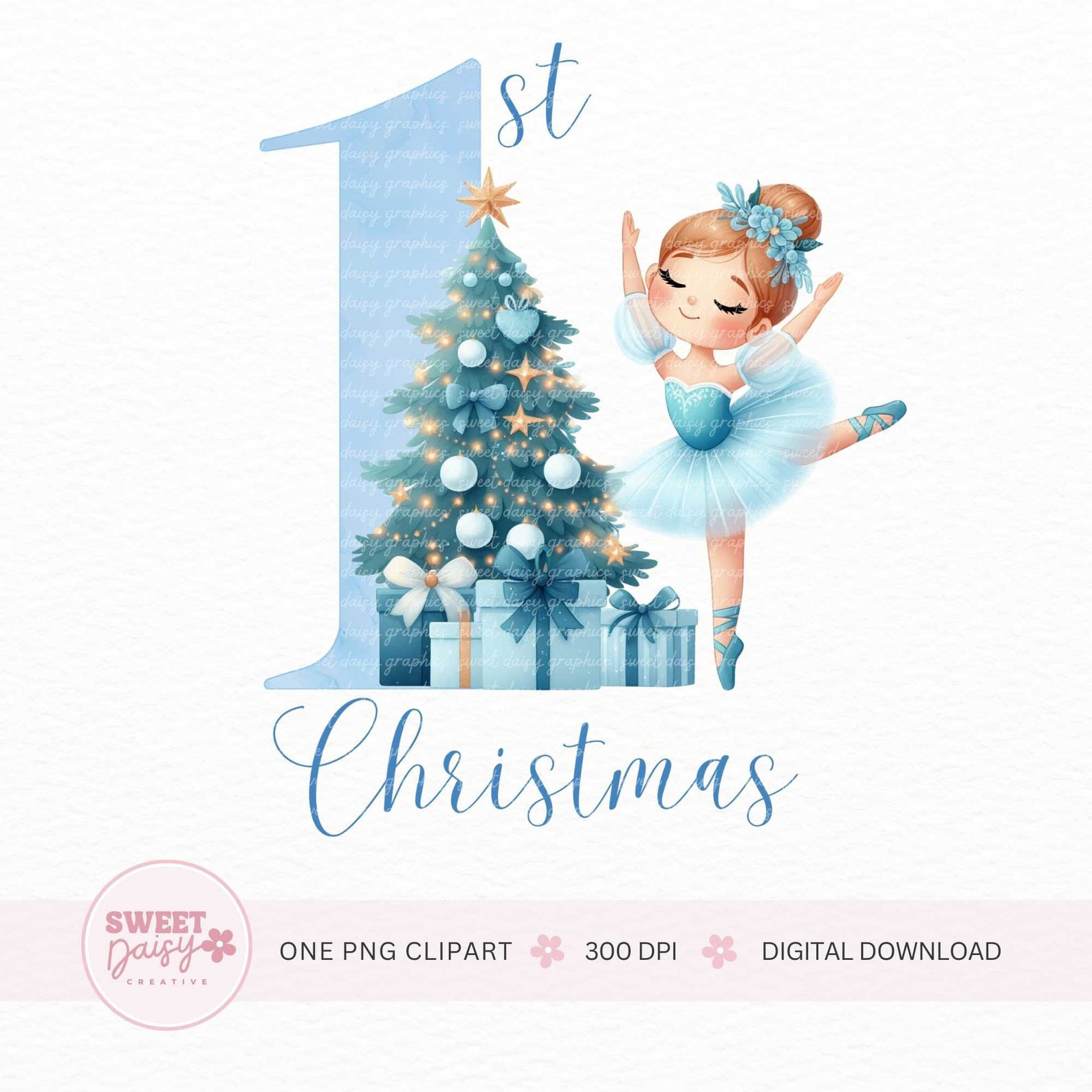 My First Christmas Clipart, Blue Christmas Ballerina PNG, Baby’s First ...