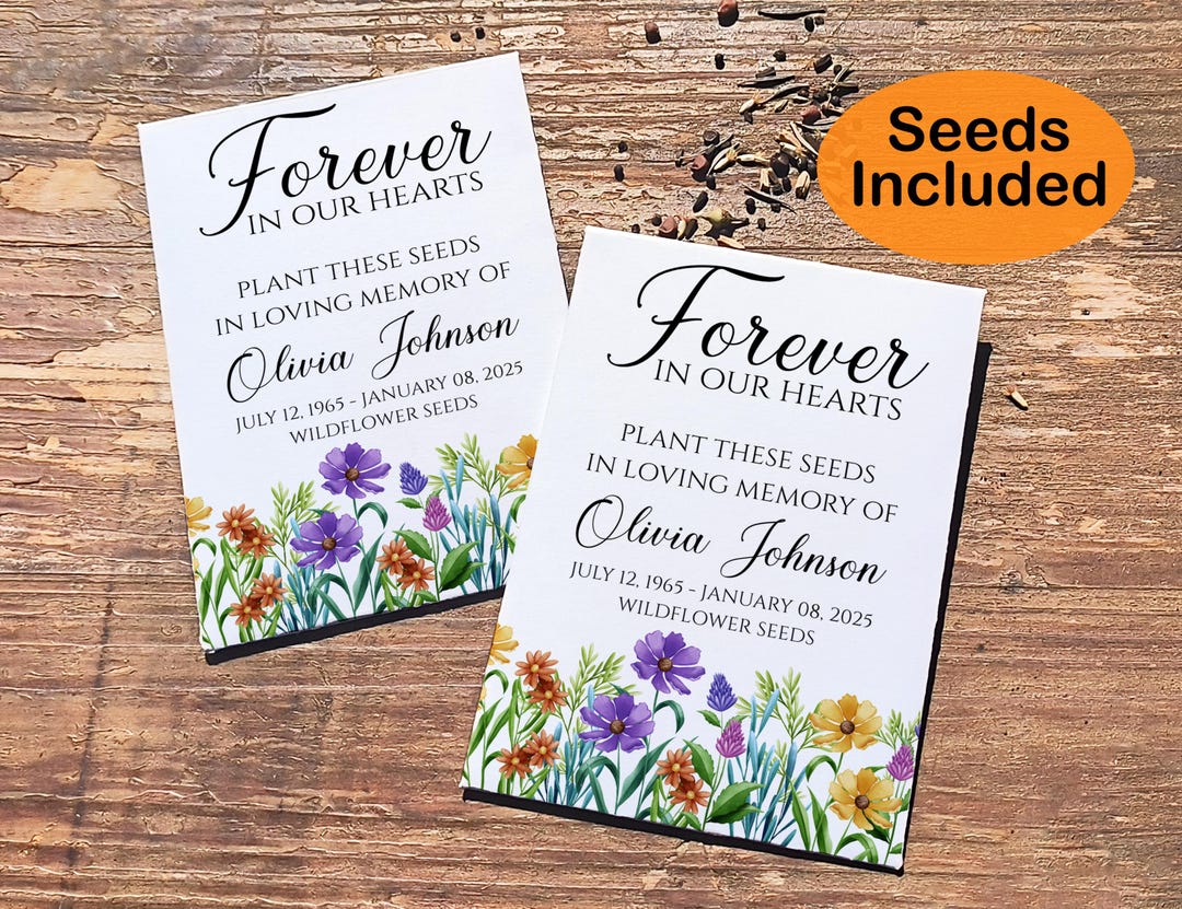 Personalized Seed Packets/funeral Program Flower Seed Paper Memorial Card/in Loving Memory Seed ...