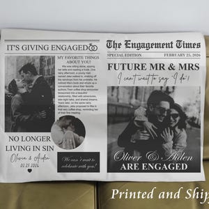 Custom Newspaper Engagement Announcement Editable Save the Date ...