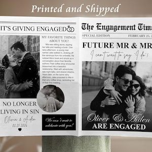 Custom Newspaper Engagement Announcement Editable Save the Date ...