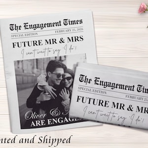 Custom Newspaper Engagement Announcement Editable Save the Date ...