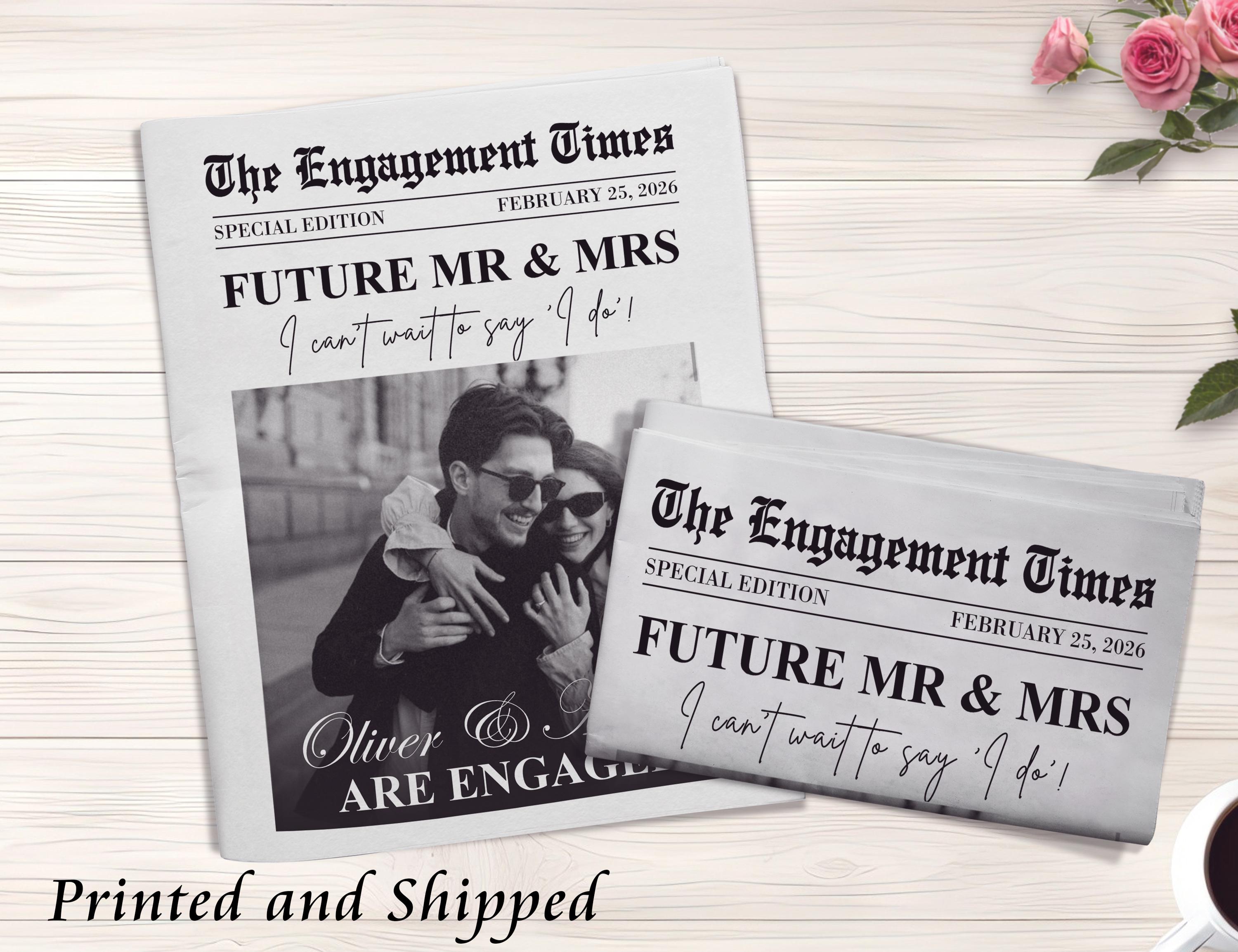 Custom Newspaper Engagement Announcement Editable Save the Date ...