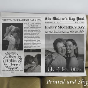 Personalized Mother's Day Newspaper Printed/mothers Day Invitation ...