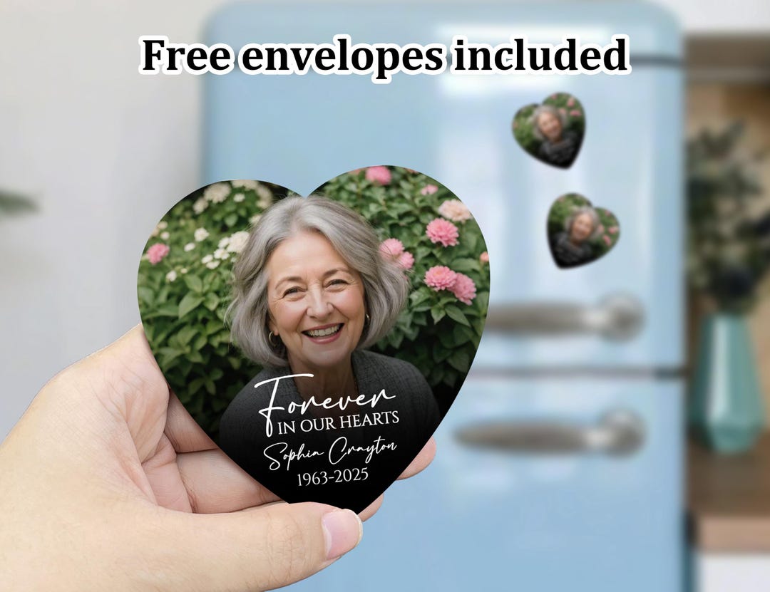 Forever in Our Hearts Personalized Memorial Magnets Heart Shape/photo ...