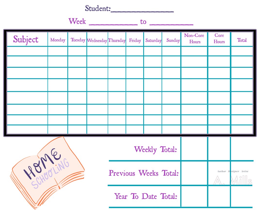 Printable Homeschool Hour Log - Etsy