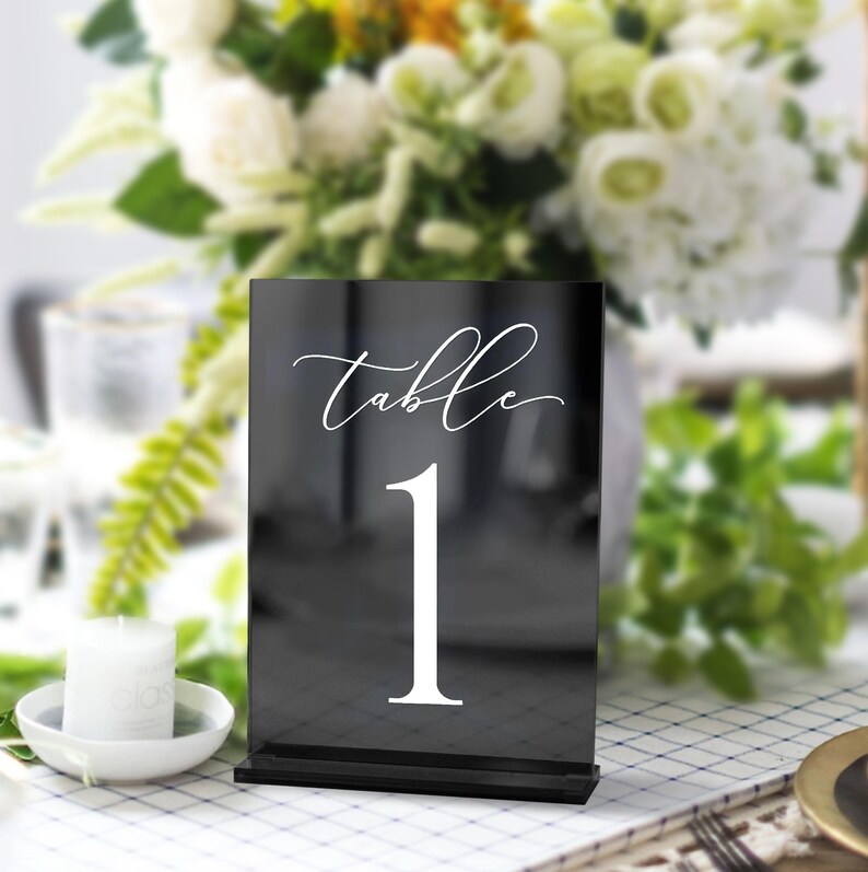 Table Numbers - Black Acrylic Wedding Table Signs - Wedding Signage ...