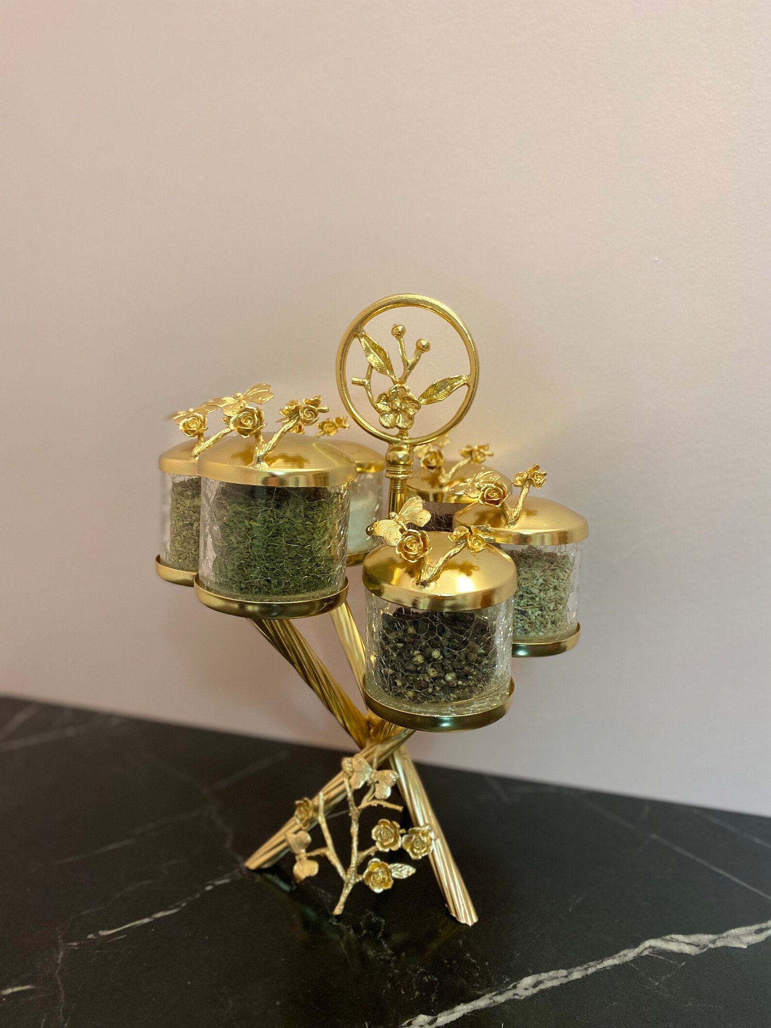 6 Compartment Stand and Lid Spice Mini Spice Rack Set - Etsy