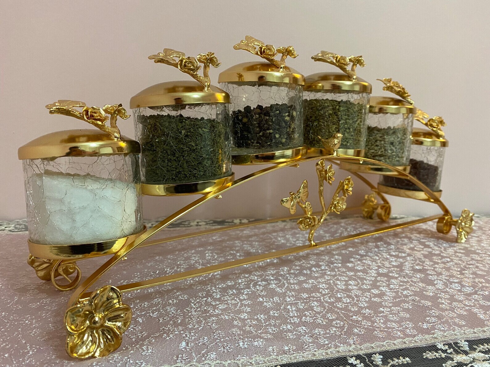 6 Compartment Stand and Lid Spice Mini Spice Rack Set - Etsy