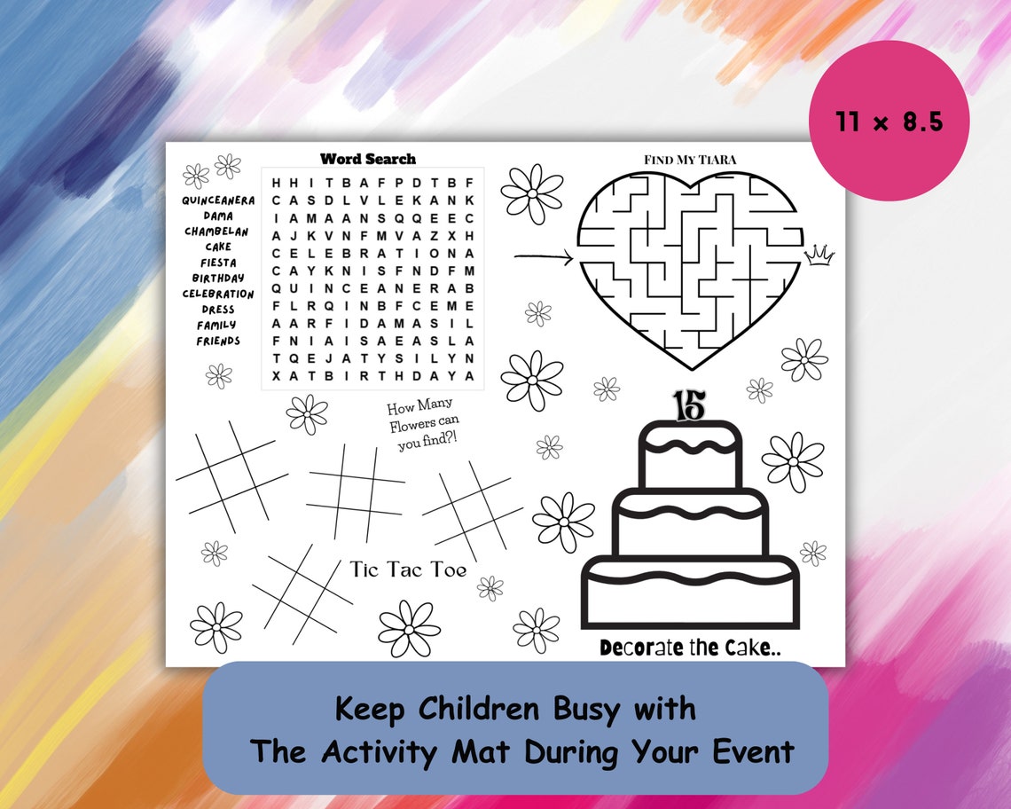 Personalized Mis Quince Años Coloring Pages | Quinceañera Party Favor ...