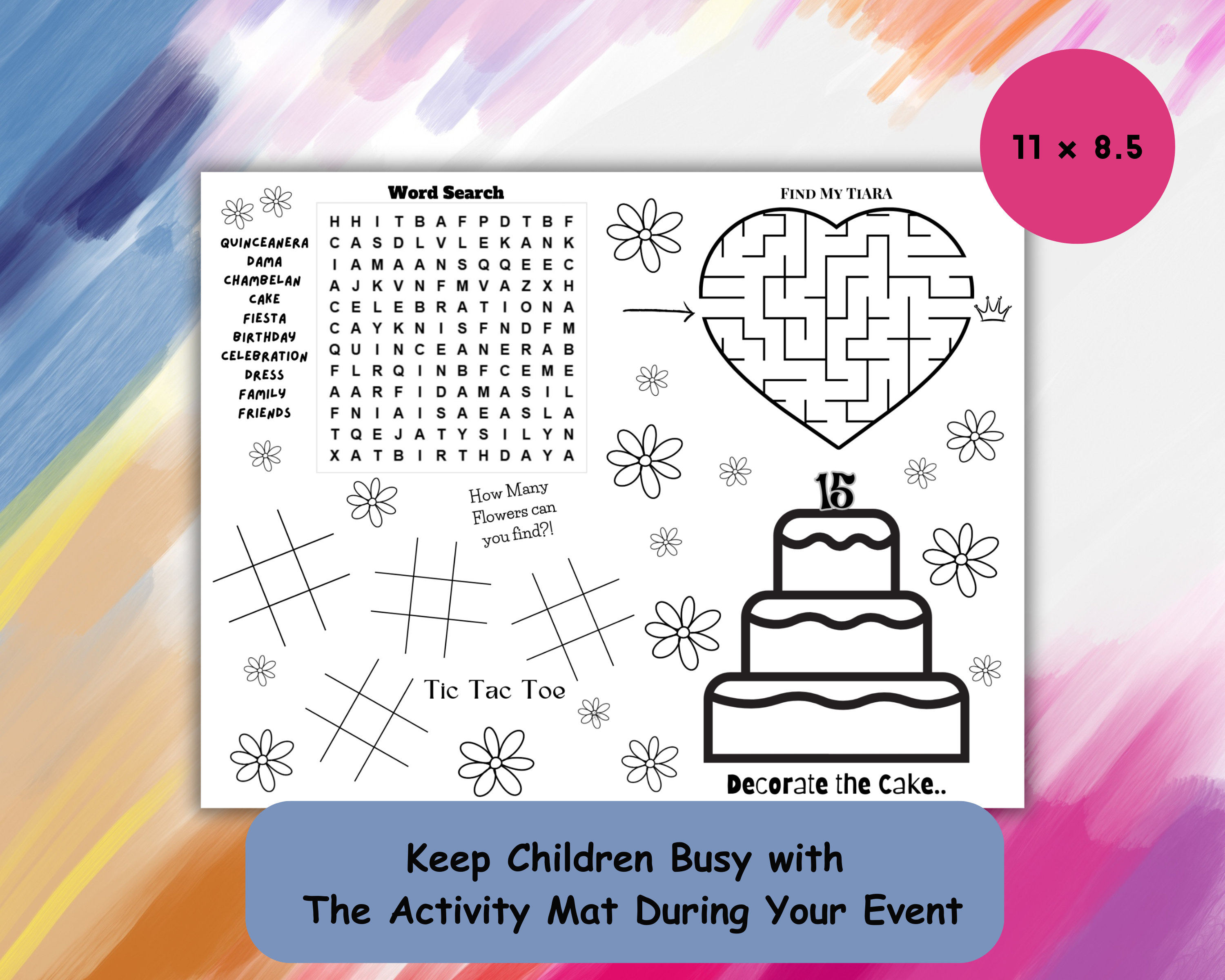 Personalized Mis Quince Años Coloring Pages | Quinceañera Party Favor ...