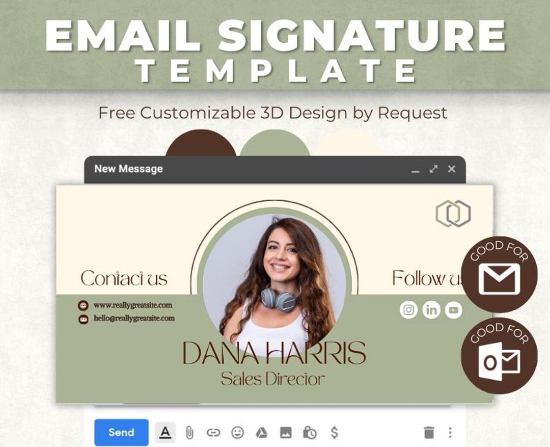 Editable Sophisticated Email Signature Template for Gmail and Outlook ...