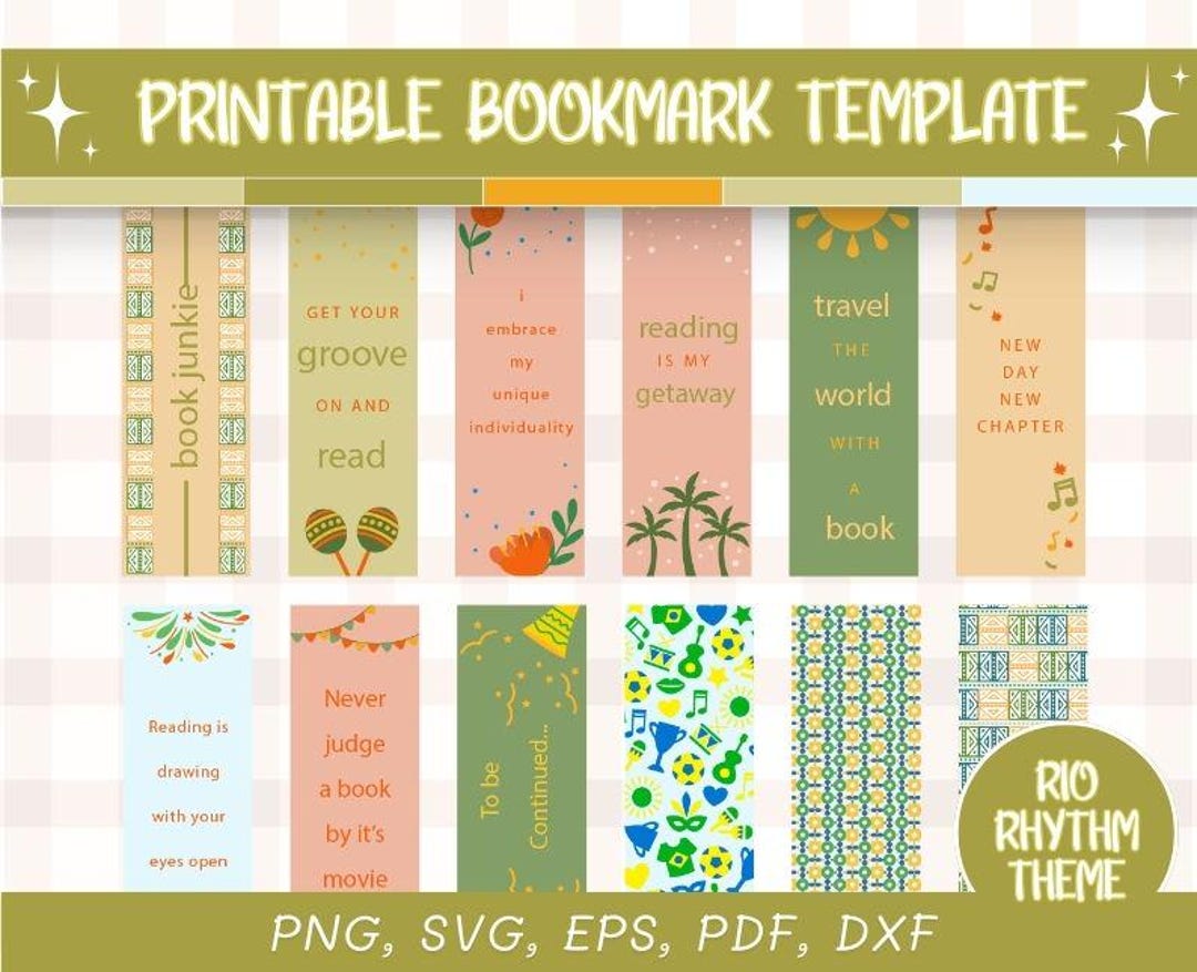 Printable Circut 2x6 Bookmark Template, Editable Bookmark Template ...