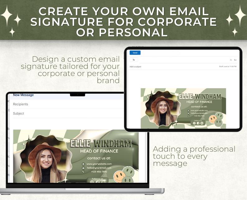 Editable Green Email Signature Template for Gmail and Outlook Ideal for ...