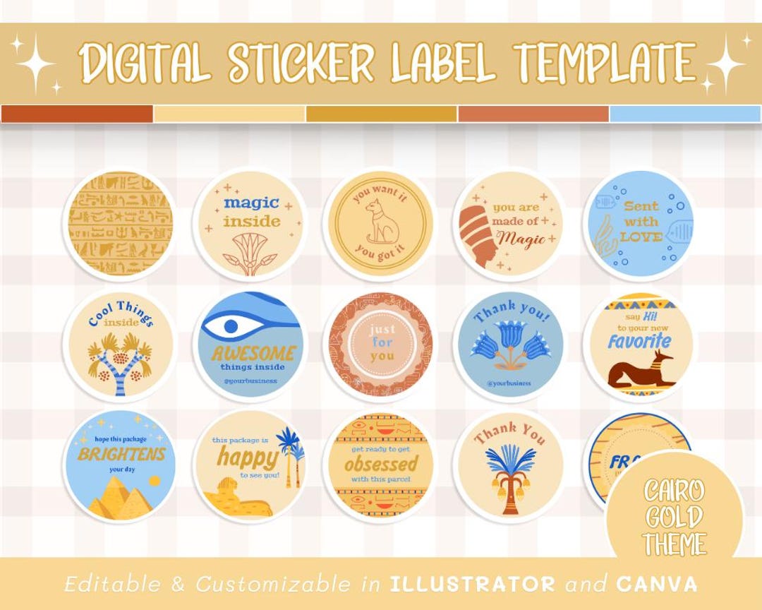 Digital Editable Canva Sticker Template, Circle Sticker Packaging for ...