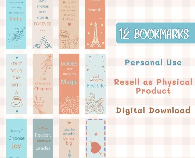 Printable Circut 2x6 Bookmark Template, Editable Bookmark Template ...