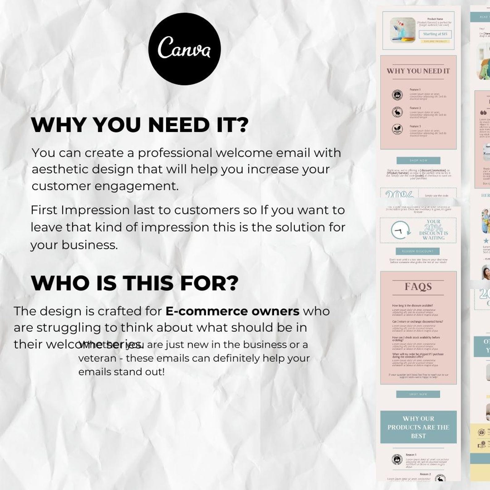 Customizable Canva Welcome Email Sequence Templates for Klaviyo ...