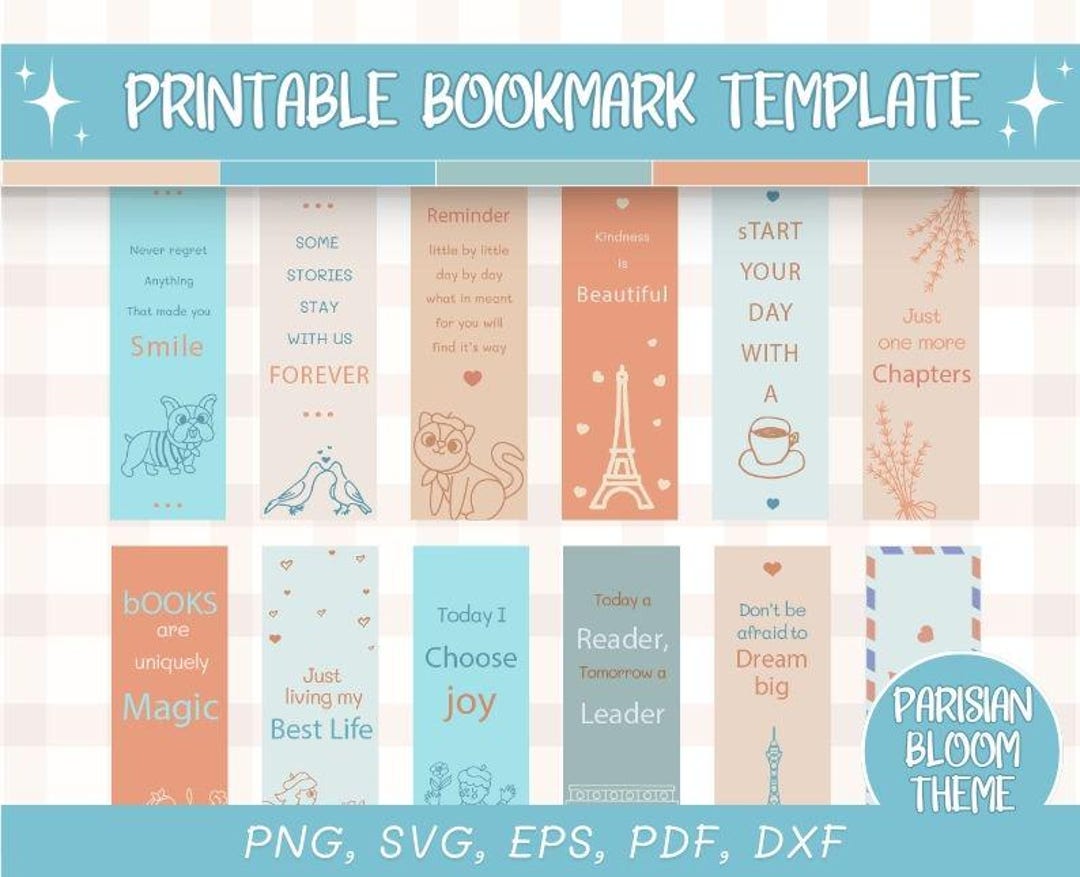 Printable Circut 2x6 Bookmark Template, Editable Bookmark Template ...