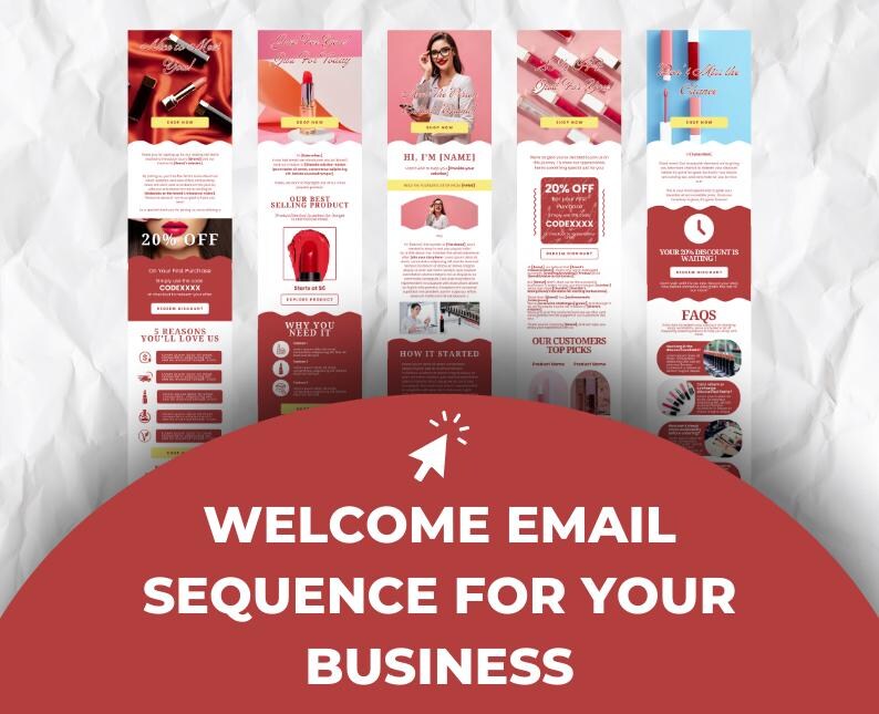 Editable Make up Welcome Email Sequence Template for Klaviyo Mailchimp ...
