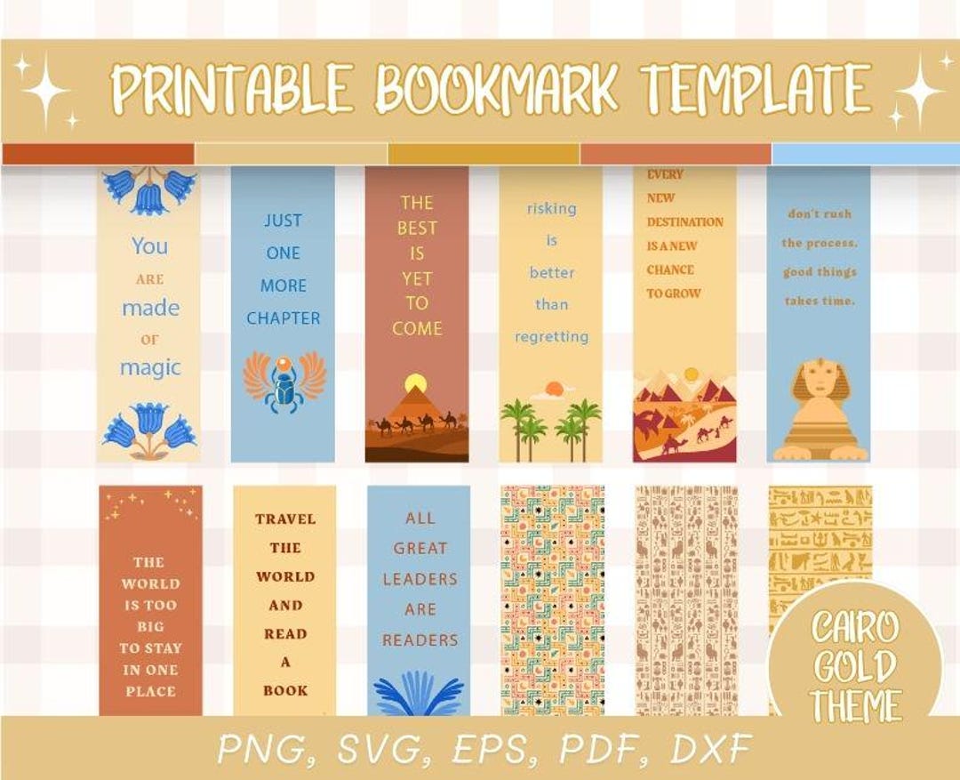 Printable Circut 2x6 Bookmark Template, Editable Bookmark Template ...
